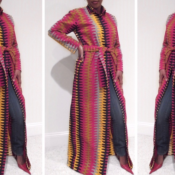 Handmade | Dresses | African Print Ankara Long Sleeve Button Front Maxi ...